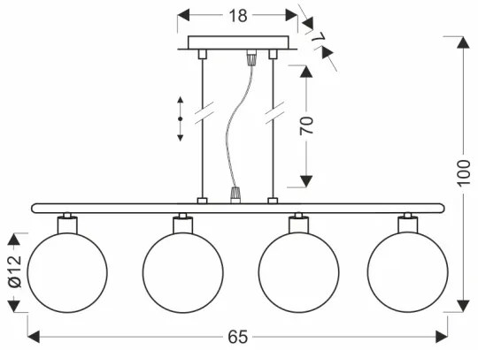Lustr na lanku SOMUL 4xG9/20W/230V kouřová černá