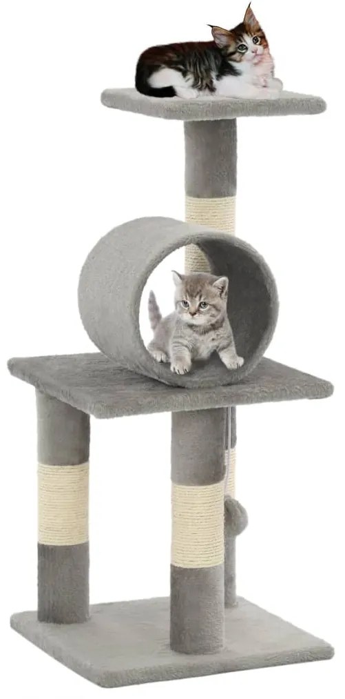 170596 vidaXL Škrabadlo pro kočky se sisalovými sloupky 65 cm šedé