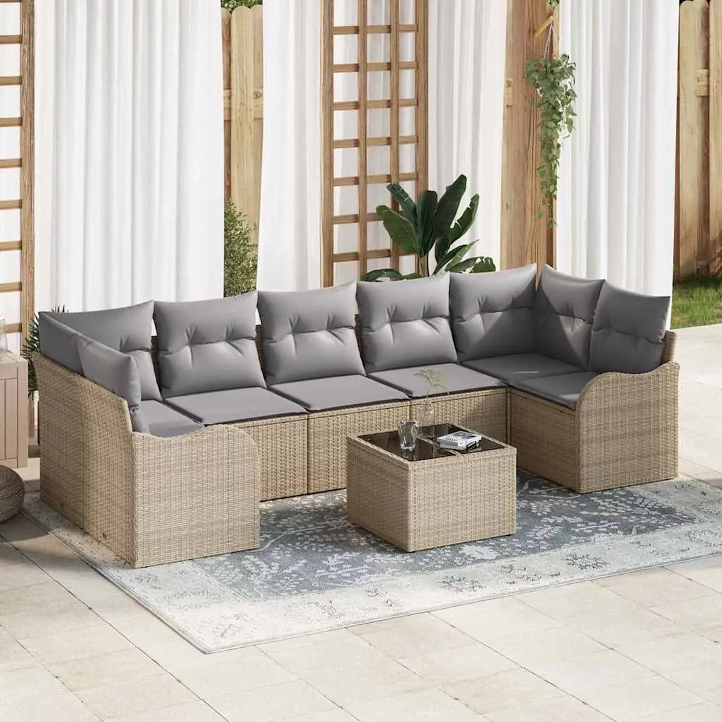 Sada zahradních pohovek 8 ks 7-Počet míst Beige a šedá 3354289
