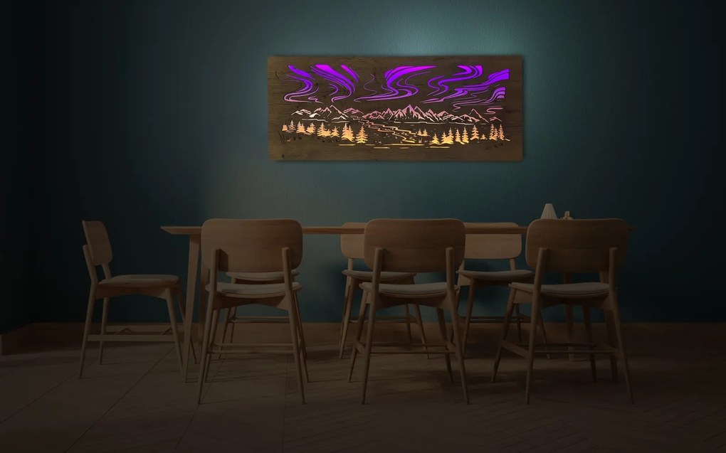 Li-Go "Polární záře" světelný RGBW obraz 230V 120x50 cm provedení povrchu: jedle