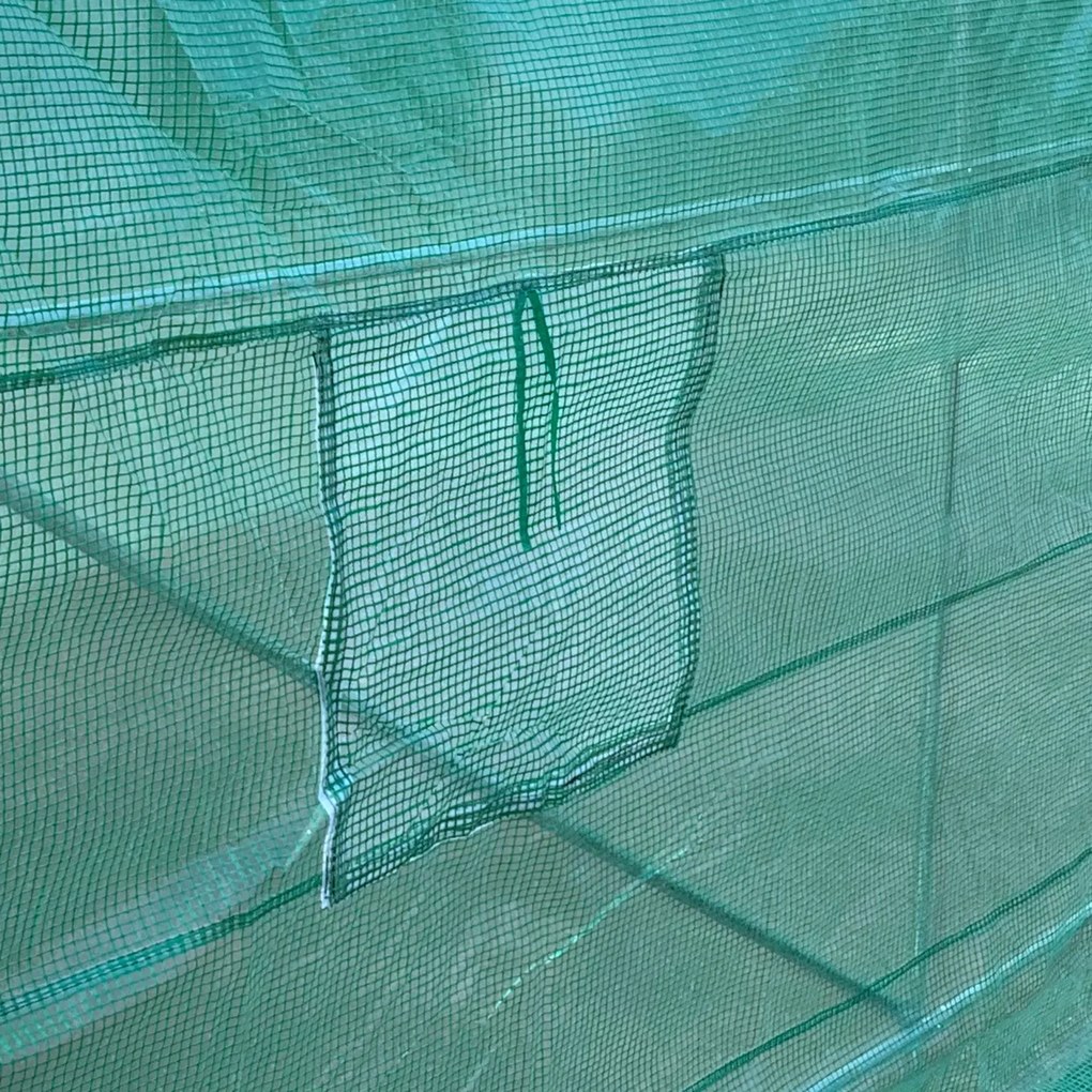 Zahradní skleník Outsunny 4x2x2 m - Tunelový skleník se 6 rolovacími okny a zipovým vchodem, proti UV záření, ideální pro terasu a zahradu