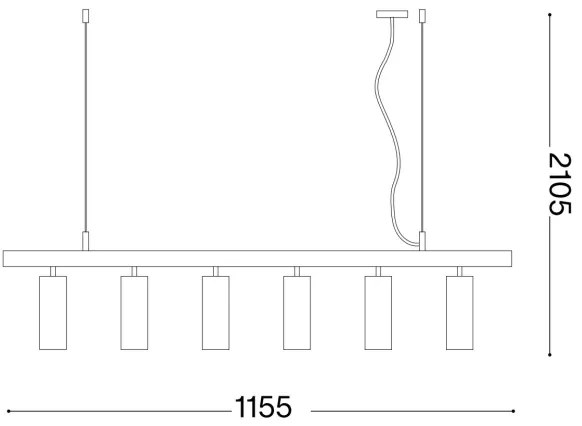 Ideal Lux - LED Lustr na lanku DYNAMITE 6xGU10/7W/230V černá