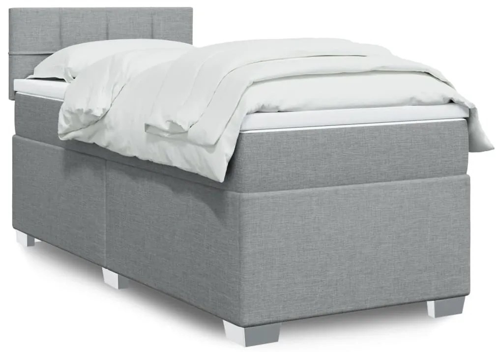 Box spring postel s matrací světle šedá 90x200 cm textil 3285771