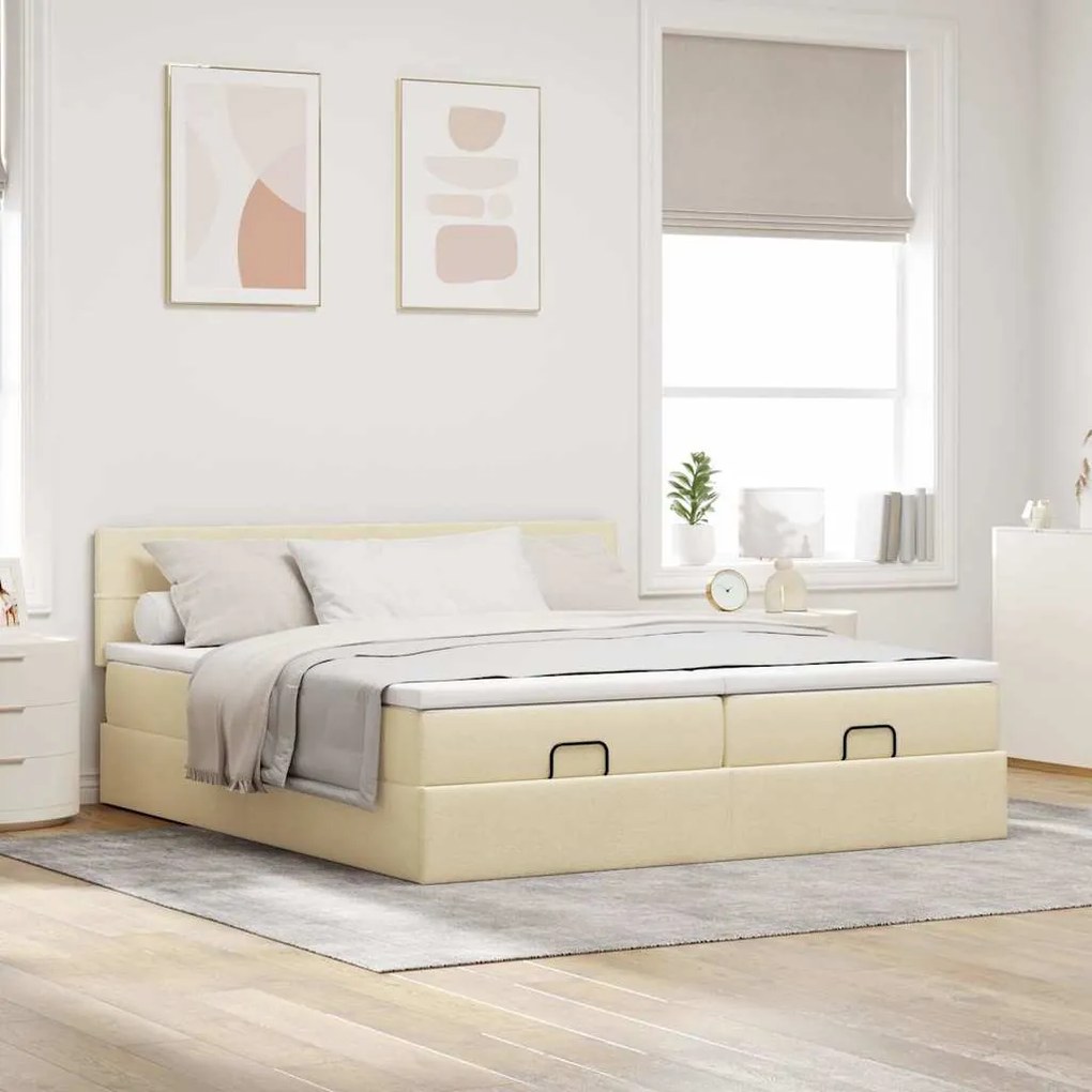 Osmanský rám postele s matrací krémová 180x200cm textil 3311999