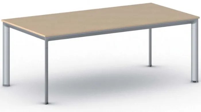 Jednací kancelářský stůl PRIMO INVITATION, 200x100 cm, šedostříbrná podnož, buk