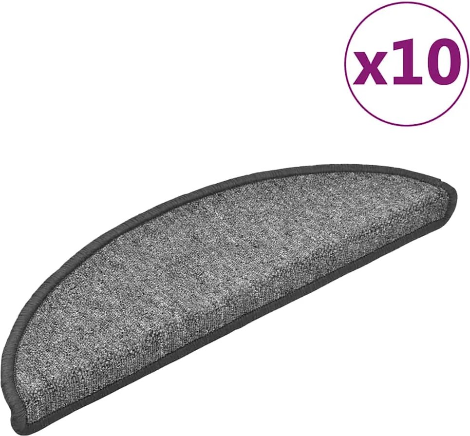 Schodové rohože 10 ks 56 x 17 x 3 cm tmavě šedé, půlkulaté 149737