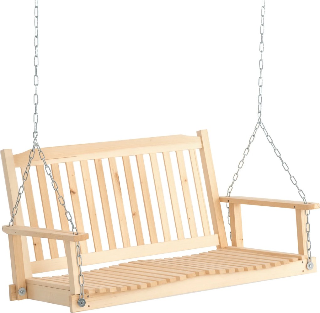Zahradní houpačka Outsunny pro 2 osoby - Pevná dřevěná lavička 117 x 69 x 60 cm | Aosom