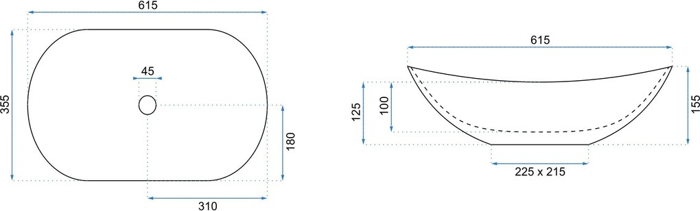 Rea Royal, umyvadlo na desku 615x355x155 mm, zelená matná, REA-U6372