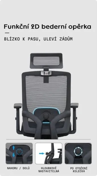 Kancelářská ergonomická židle Neoseat GRANDINI — síť / látka, černá, nosnost 150 kg