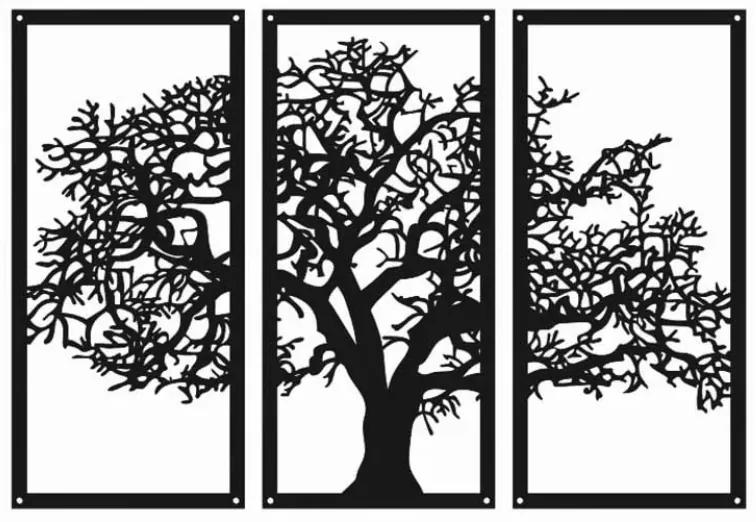 Walenty Kovová nástěnná dekorace Triptych strom různé rozměry, různé barvy Barva: stříbrná, Rozměr: 60x40cm