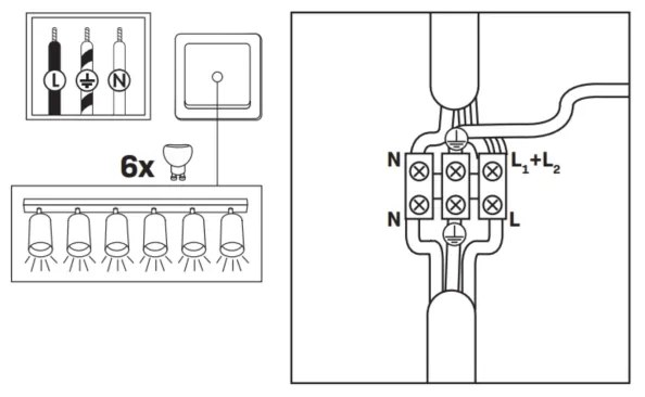 Koupelnové bodové svítidlo TURYN 6xGU10/10W/230V IP44 černá