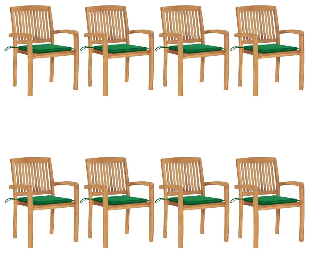 Stohovatelné zahradní židle s poduškami 8 ks masivní teak 3073245