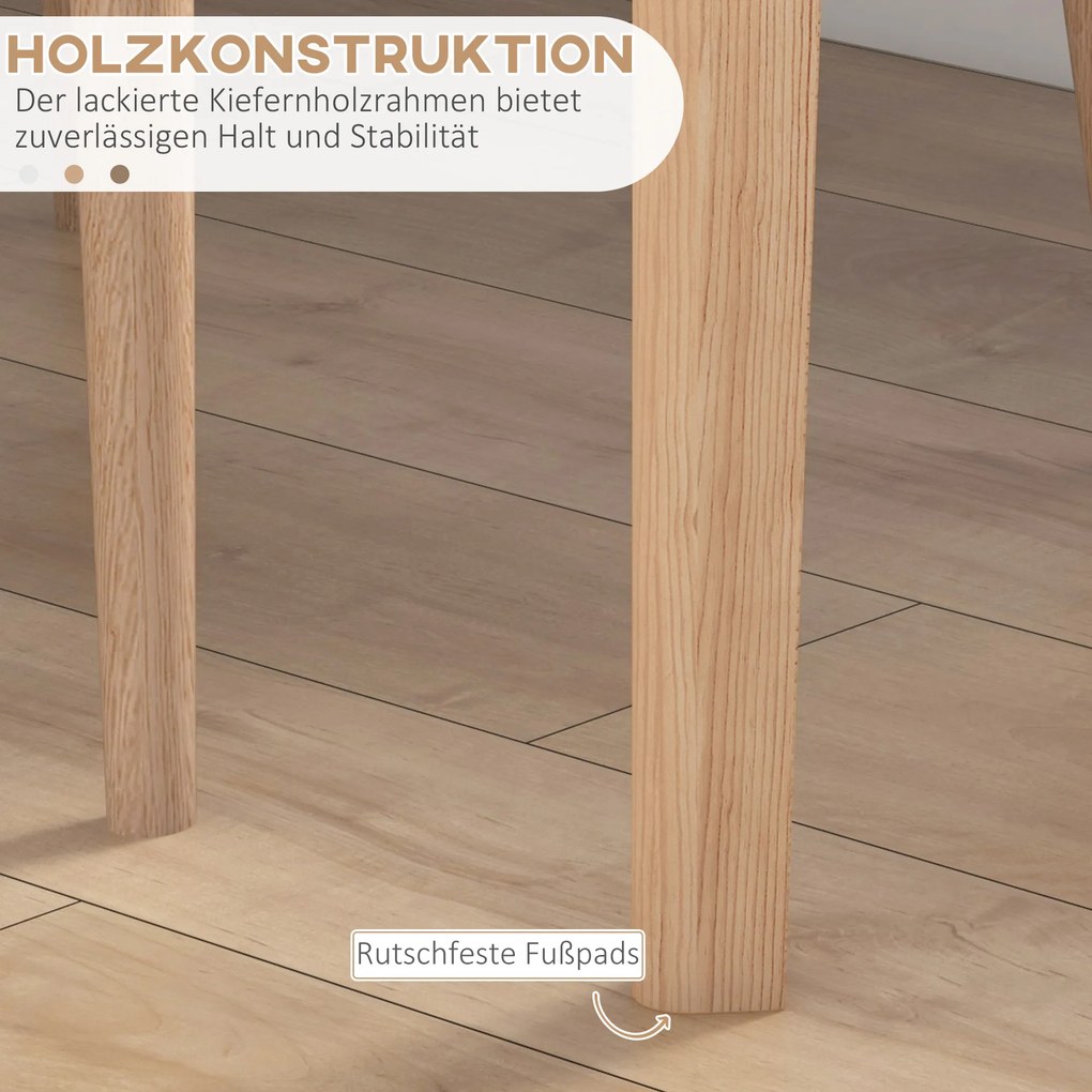 HOMCOM Jídelní stůl, kulatý kuchyňský stůl pro 2 osoby, jídelní stůl ve venkovském stylu, do obývacího pokoje, masiv, Ø75 x 76 cm, bílý