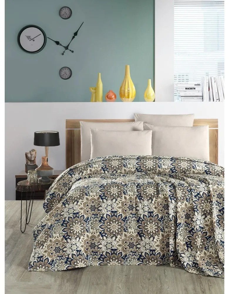 Hnědý bavlněný přehoz 200x230 cm Pique – Mila Home