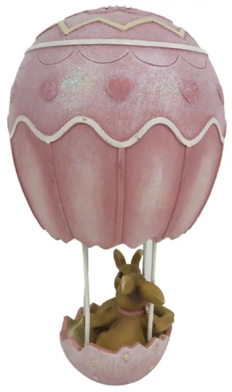 Dekorace králíčků v horkovzdušném balónu – 11x11x19 cm