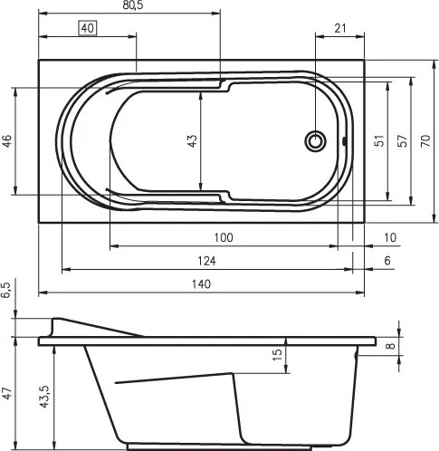 Riho Columbia obdélníková vana 140 x 70 BA05