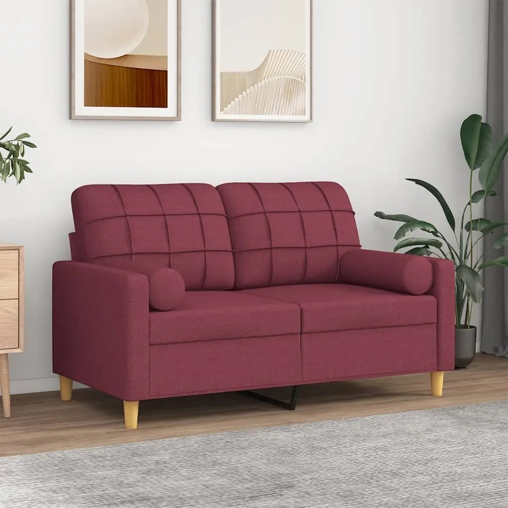 2místná pohovka s polštáři vínová 120 cm textil 3200780