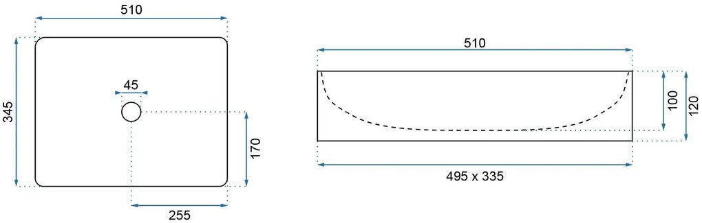 Rea Inga umyvadlo na desku 51x35 cm, bílá, REA-U1022