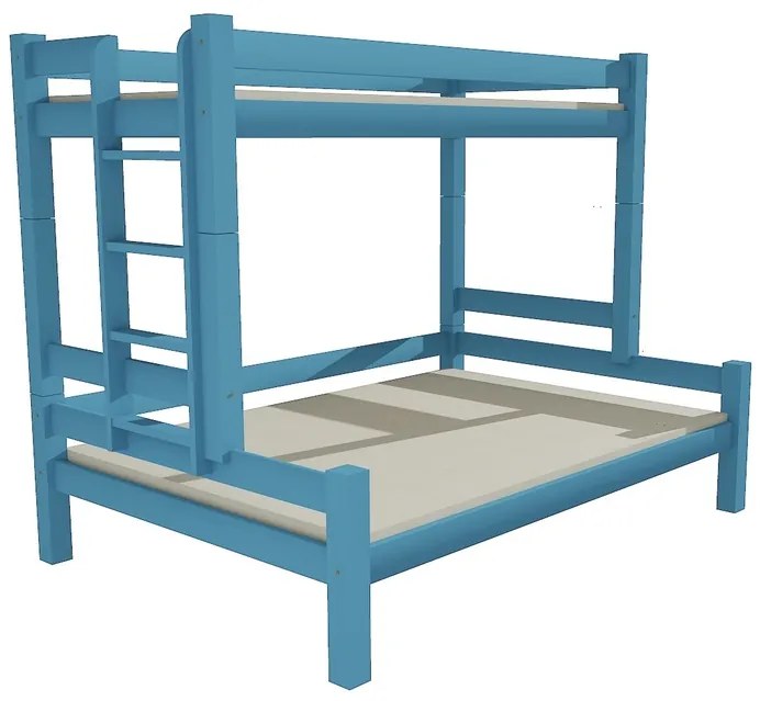 Vomaks Patrová postel s rozšířeným spodním lůžkem 8X8 6B 100/140 x 180 cm moření dub vlevo (vyobrazeno)