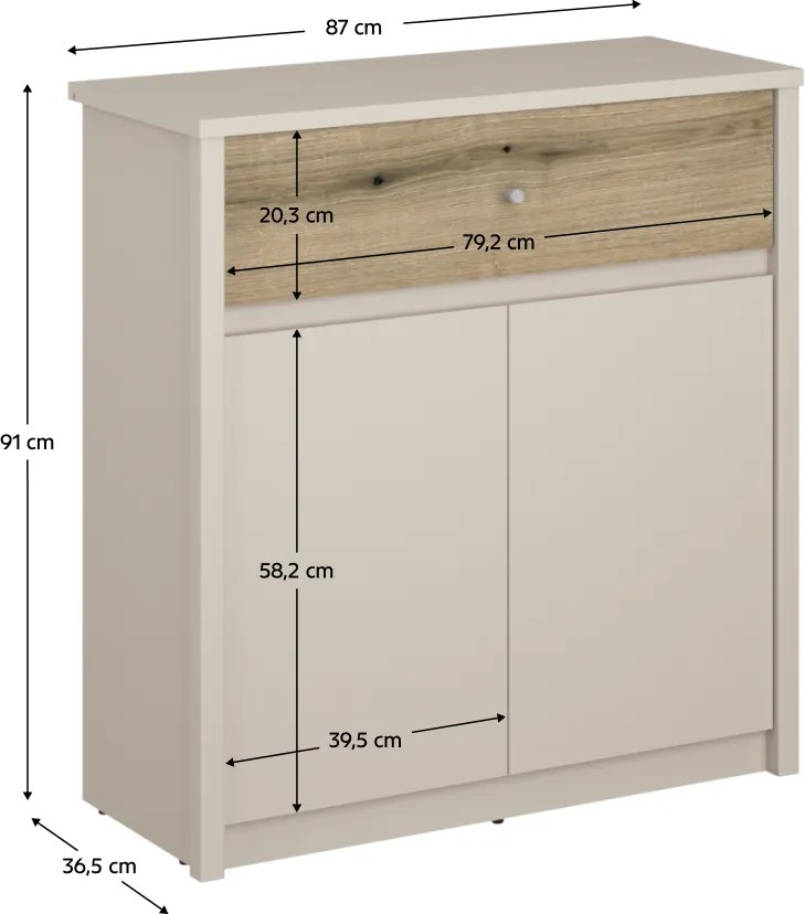 Kondela Komoda, kašmír/dub evoke, KAROS 2D1S