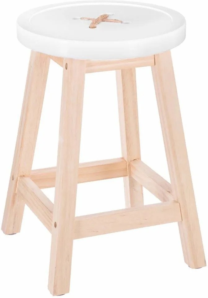 Dekorativní stolička, stolička ve tvaru knoflíku, bílá barva, Atmosphera
