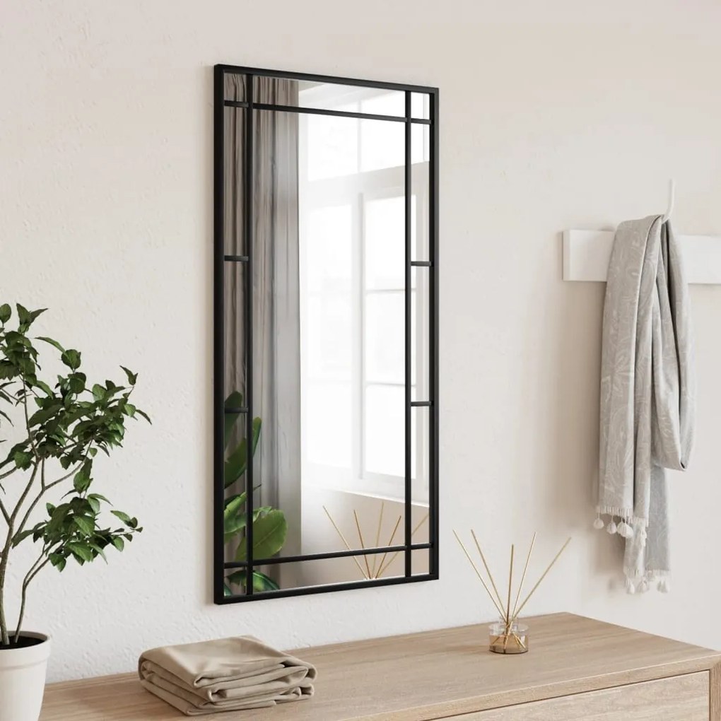 vidaXL Nástěnné zrcadlo černé 40 x 80 cm obdélník železo