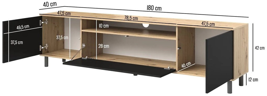 Televizní stolek 180 cm Airi Barva: Černá