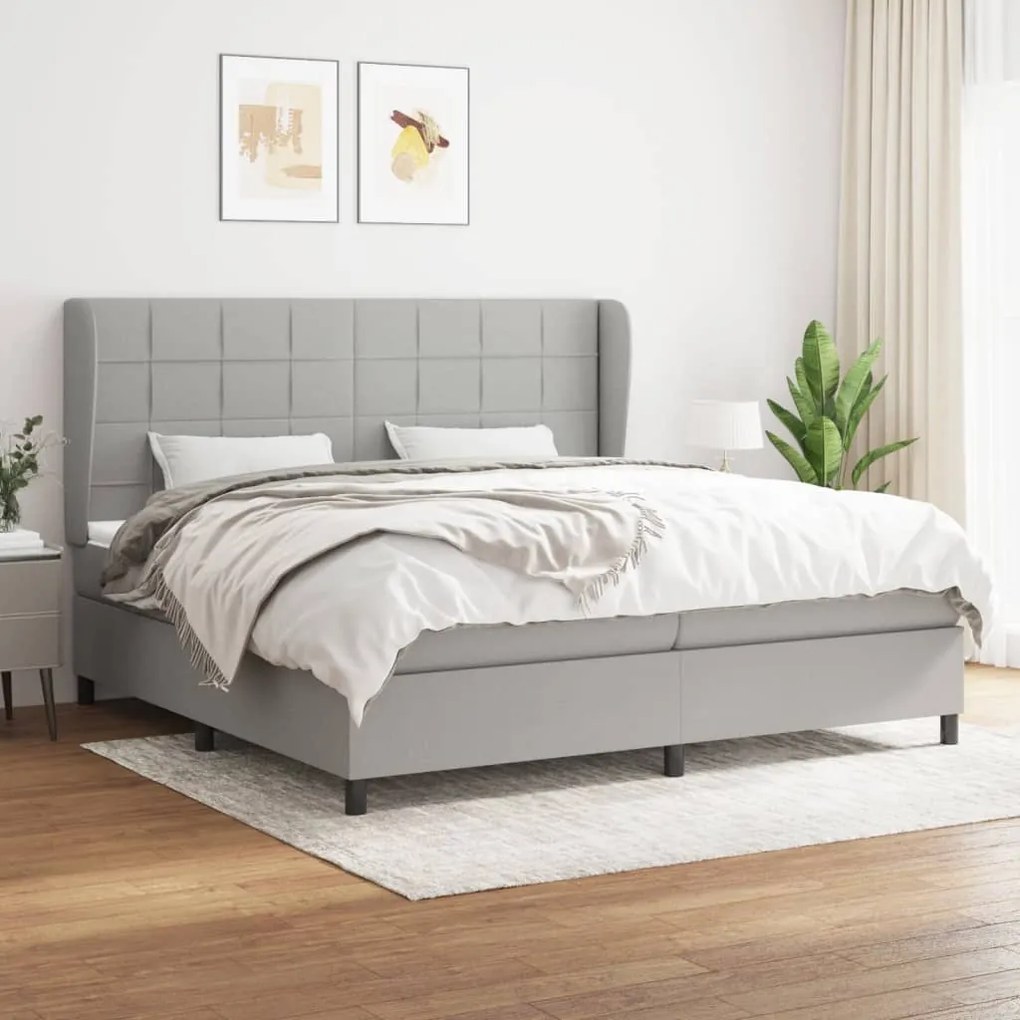Box spring postel s matrací světle šedá 200 x 200 cm textil 3127989