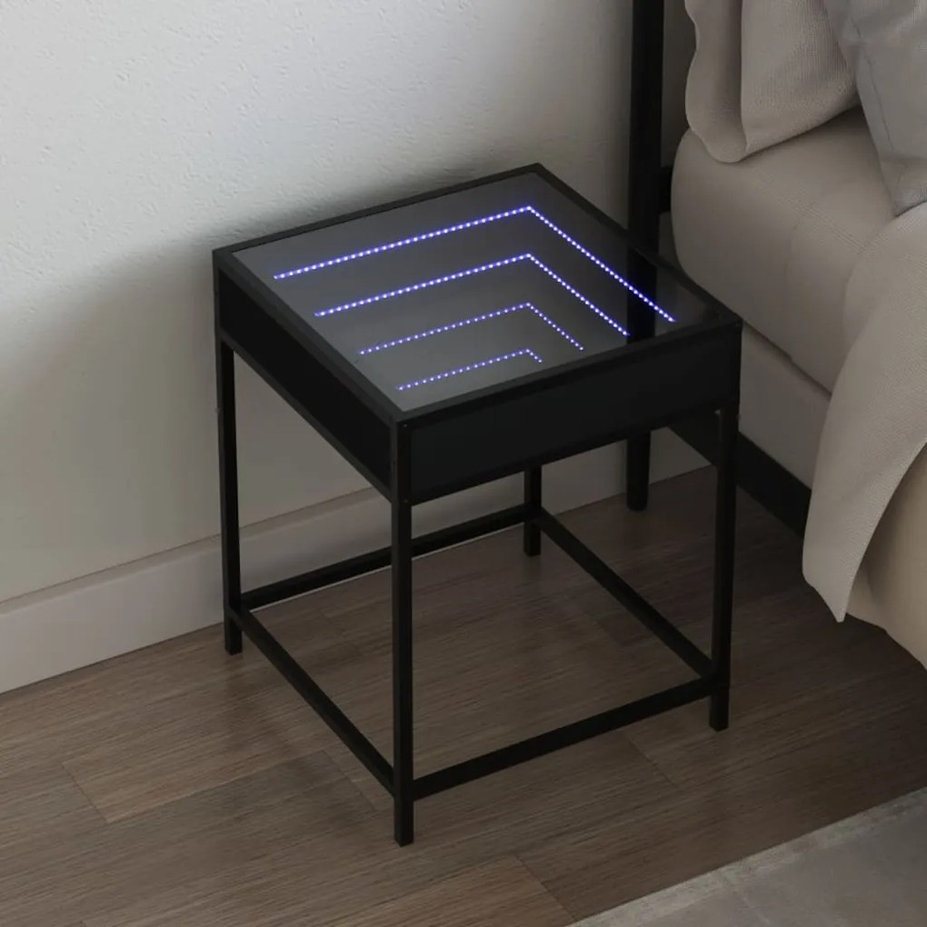 Noční stolek s Infinity LED černý 40 x 40 x 51 cm