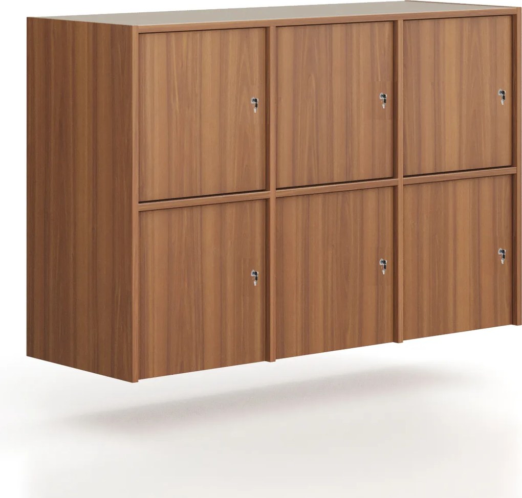 Nástavba pro skříně FRAME, 6x dveře, 1299 x 450 x 854 mm, cylindrický zámek, ořech