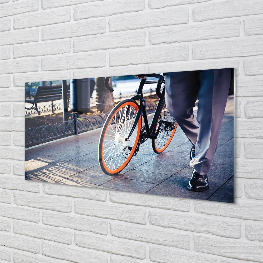 akrylový obraz Město na kole noha 125x50 cm