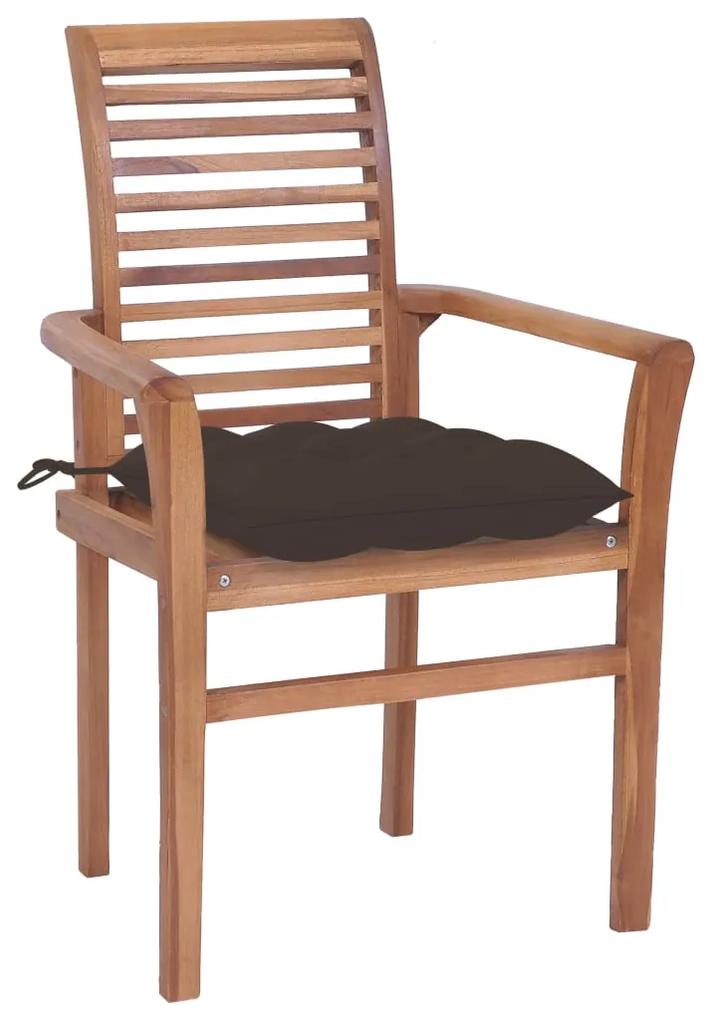 Jídelní židle 8 ks taupe podušky masivní teak - Default Title