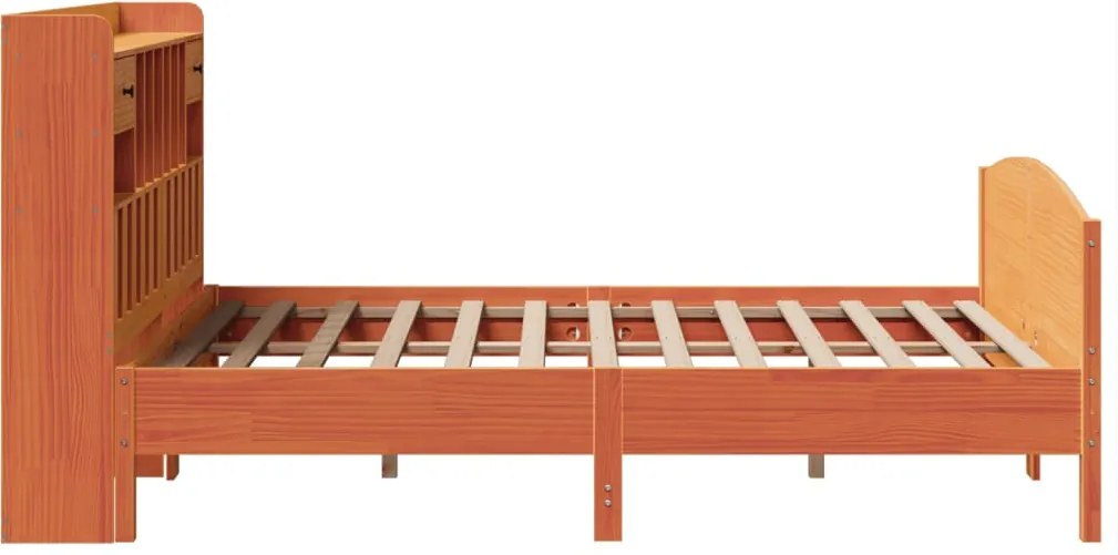 Postel s knihovnou bez matrace 160 x 200 cm masivní borovice 3323139