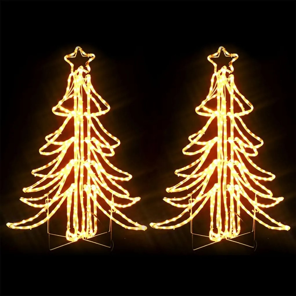 vidaXL Vánoční stromky 2 ks s teplými bílými LED 87 x 87 x 93 cm