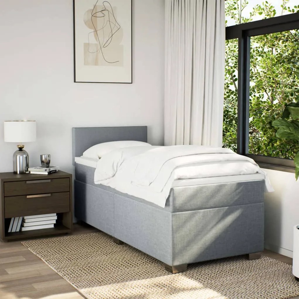 Box spring postel s matrací světle šedá 90x190 cm textil 3288036