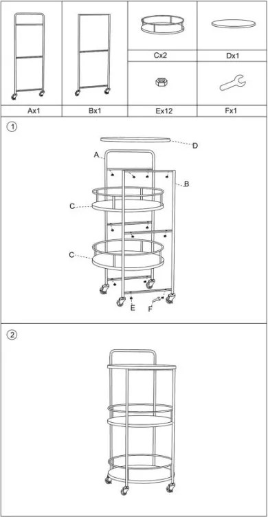 Designový servírovací vozík Abhilash 40 cm černý / hnědý