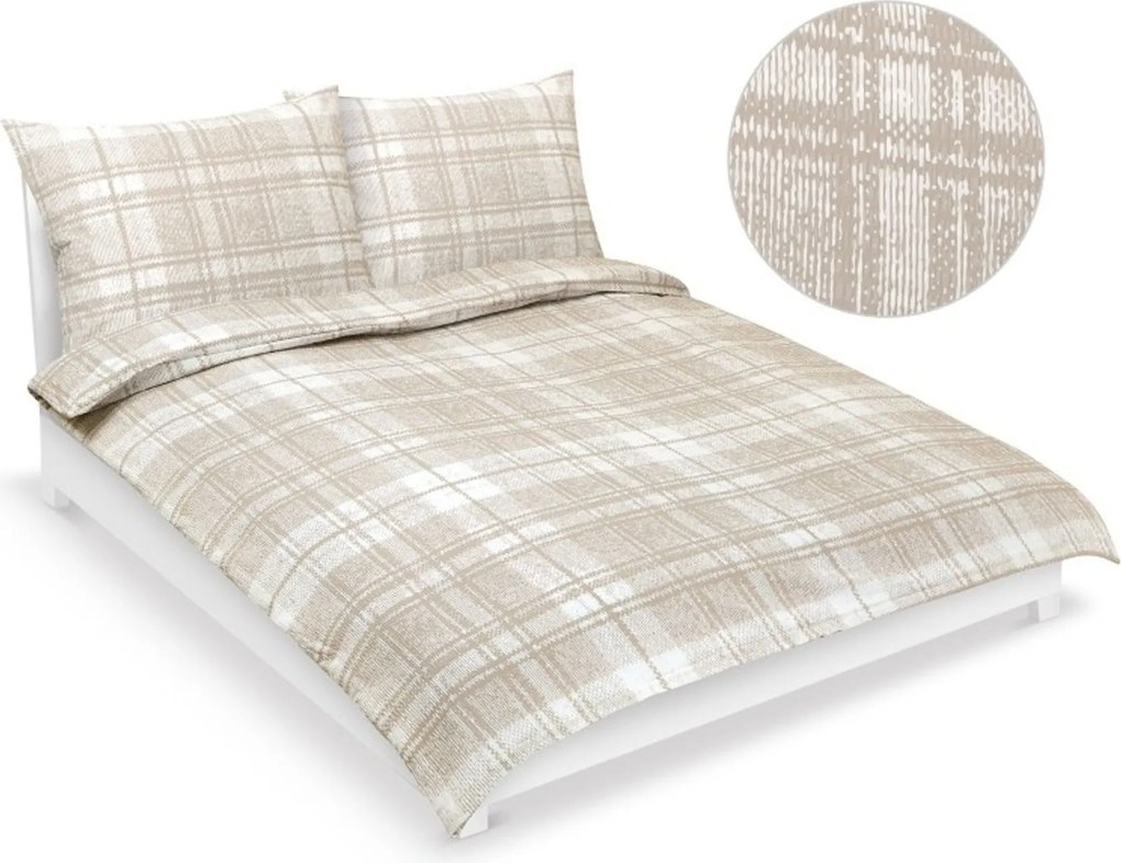 Povlečení krep na dvoudeku Béžová,Bílá 80/311 - 1ks 240x220, 2ks 70x90 cm