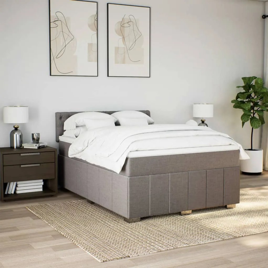 Box spring postel s matrací taupe 160x200 cm textil 3287130