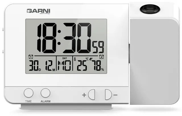 GARNI technology Digitální budík s projekcí času a vnitřní teploty GARNI 140W