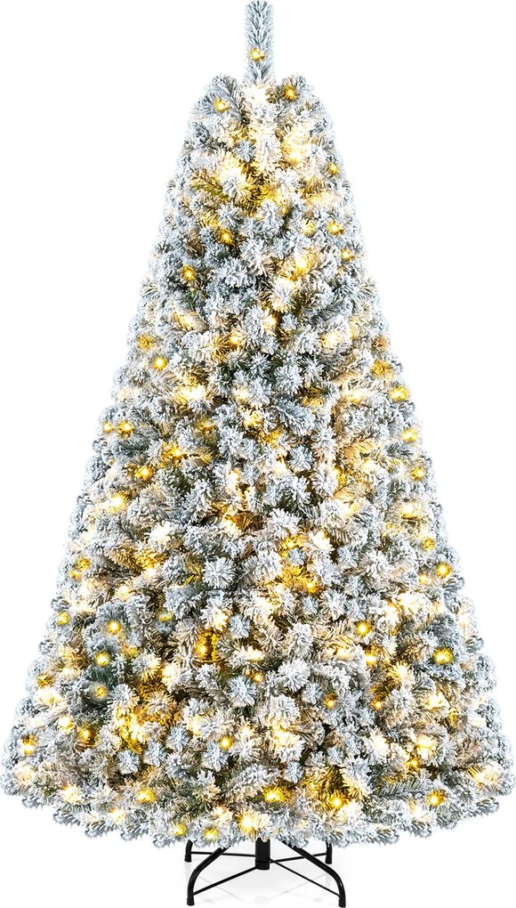 Costway Zasněžený vánoční stromek 183 cm s LED, 928 větví