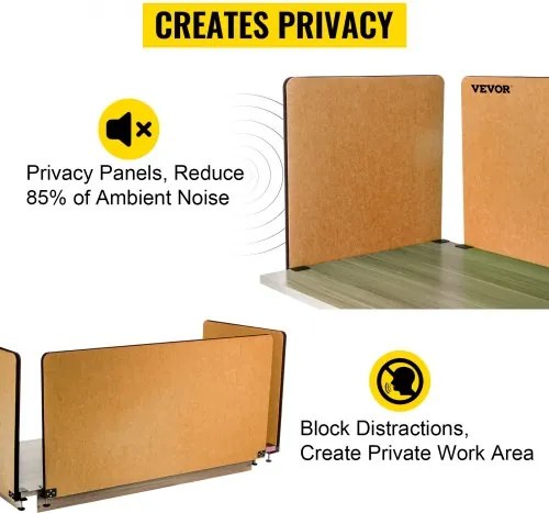 Desk Divider 152,4 cm Desk Privacy Panel, 3 Panel Privacy Akustický panel – Žlutá