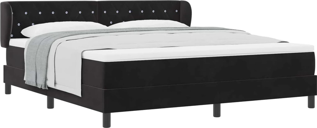 Postel s boxspringem s čelo Černá 180 x 200 cm samet 3340348