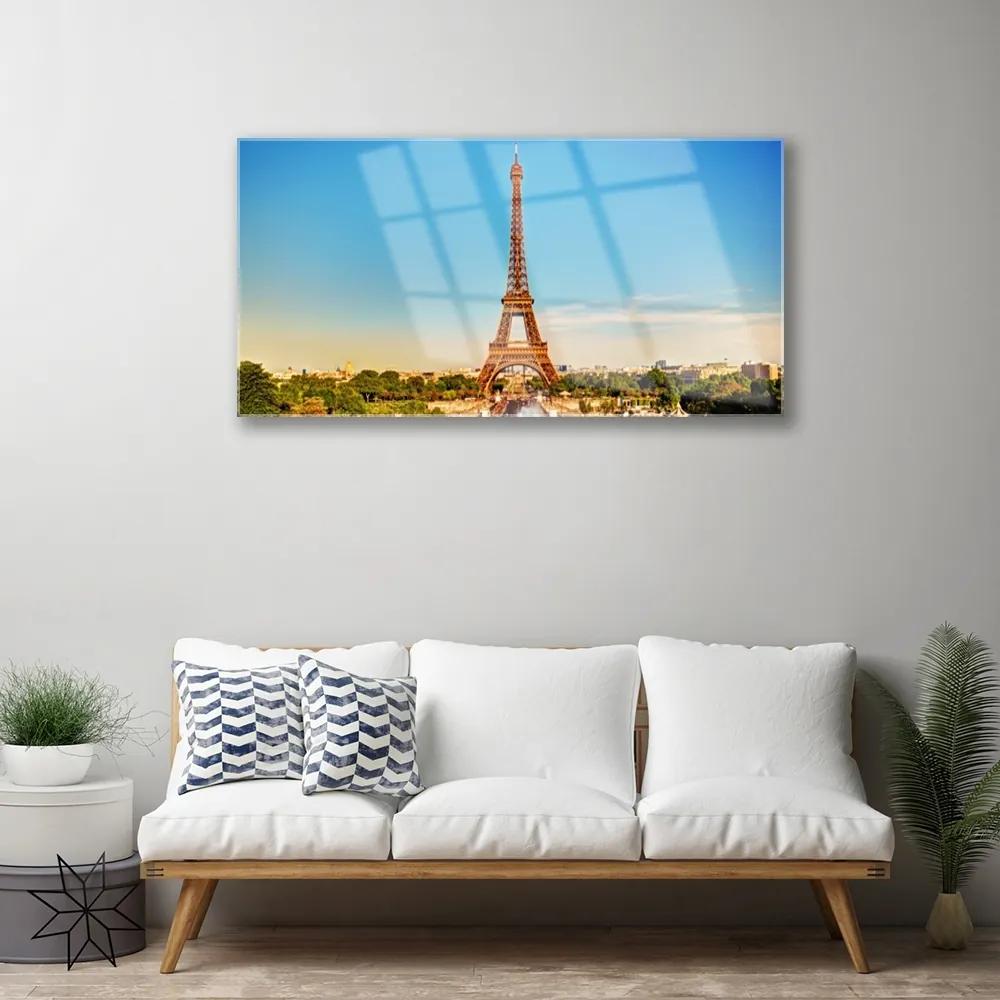 Obraz na skle Eiffelová Věž Paříž 120x60 cm