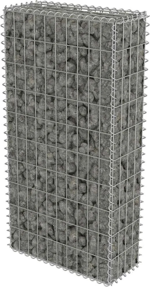 Gabionová zeď s kryty z pozinkované oceli 50 x 20 x 100 cm 143576