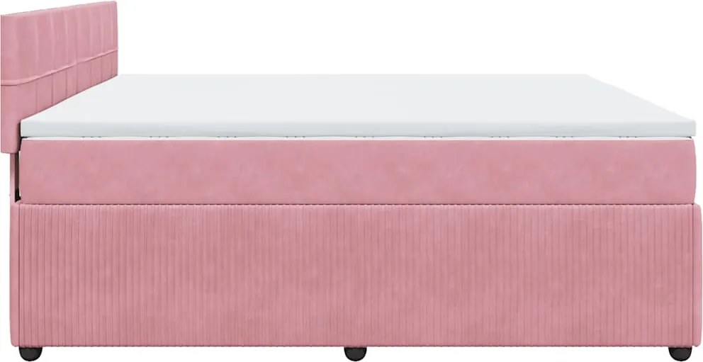 Box spring postel s matrací růžová 200x200 cm samet 3290135