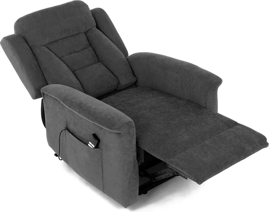 Polohovací křeslo, elektrické kabelové ovládání, šedá, látka, TV-7072 GREY2