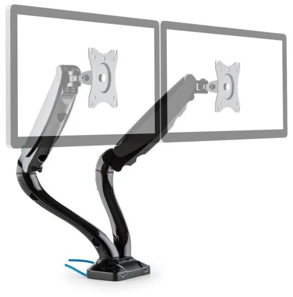 Auna LDT09-C024USB, dvojitý stolní držák na monitor, LED, LCD, 2x USB, včetně montážní sady