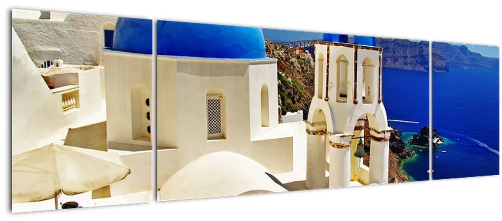 Obraz - Santorini, Řecko (170x50 cm)