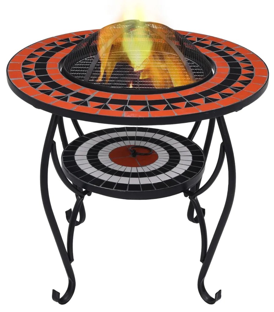 Mozaikový stolek s ohništěm terakota a bílý 68 cm keramika,  46726
