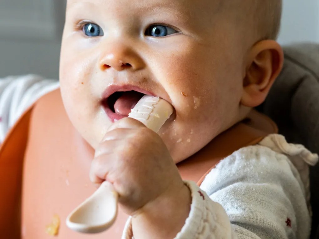 Beaba První lžičky silikonové 2 ks s pouzdrem Clay Praline